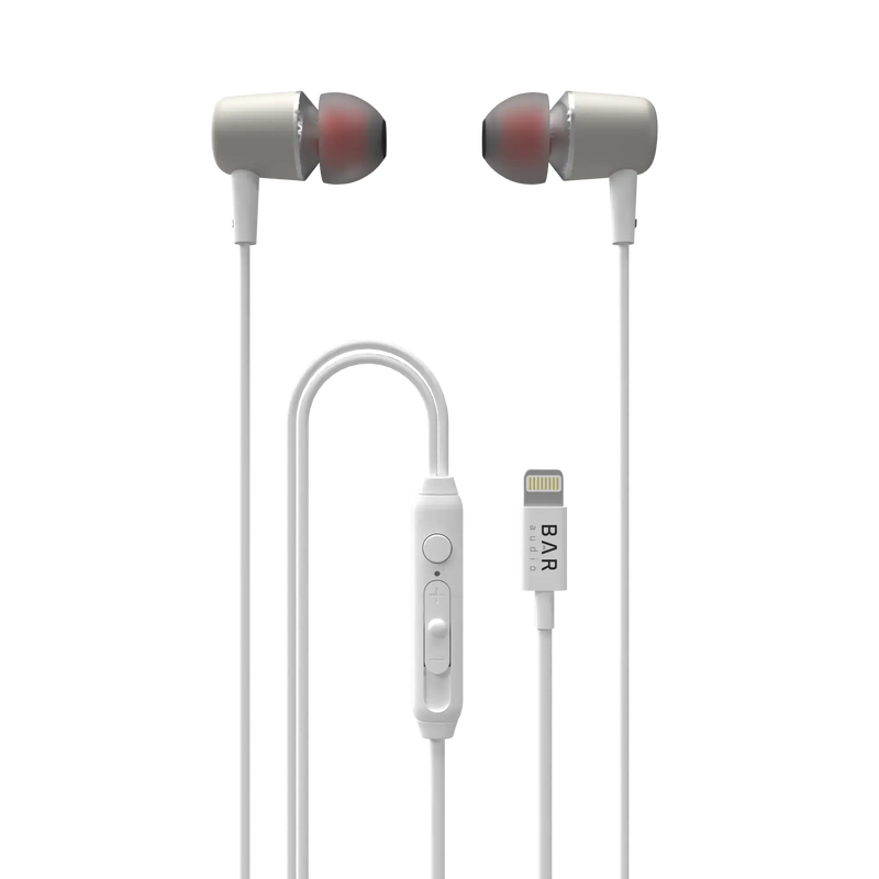 MFi Certified Lightning In-Ear Earbuds – Bar Audio by cellhelmet | White